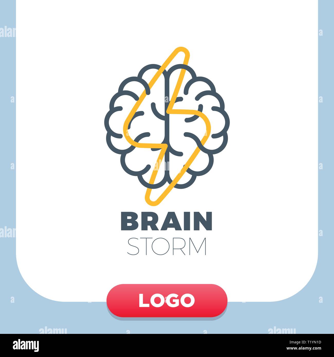 Brain Logo with thunderbolt vector design layout. Creative idea symbol ...