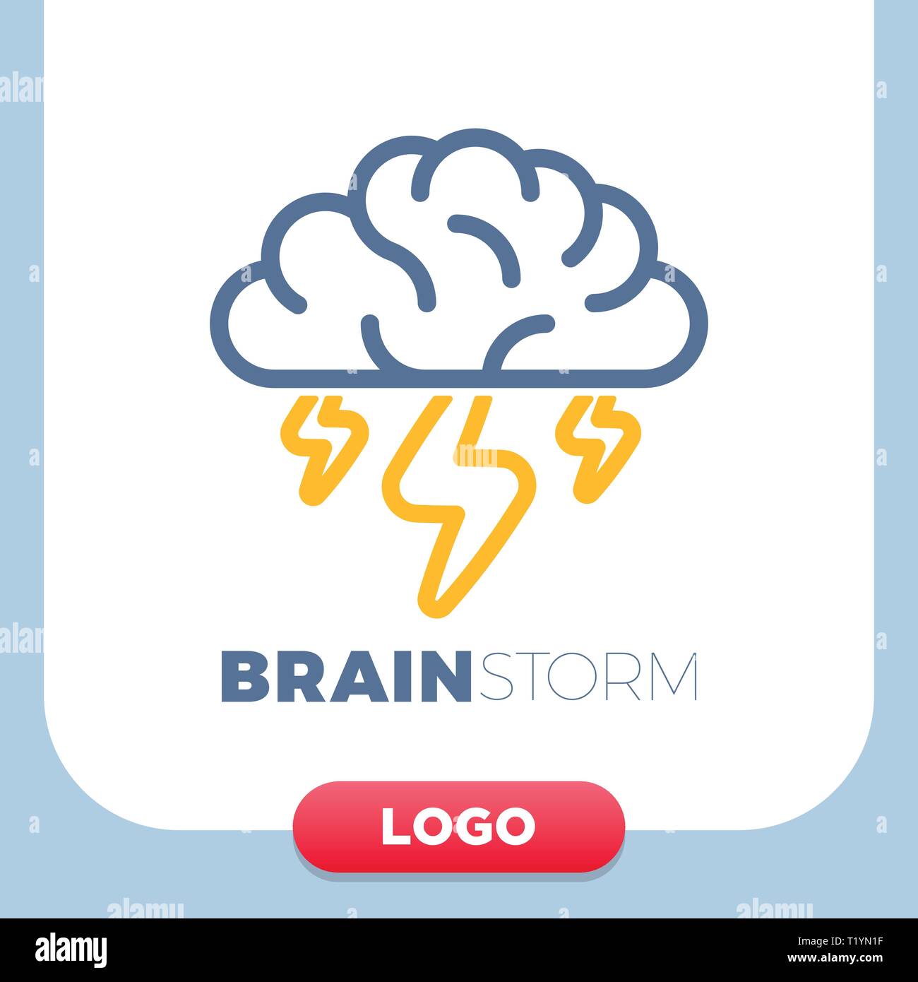 Brain Logo with thunderbolt vector design layout. Creative idea symbol ...