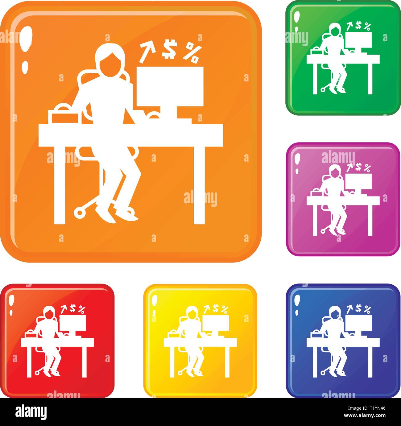 Man office accounting icons set vector color Stock Vector Image & Art ...