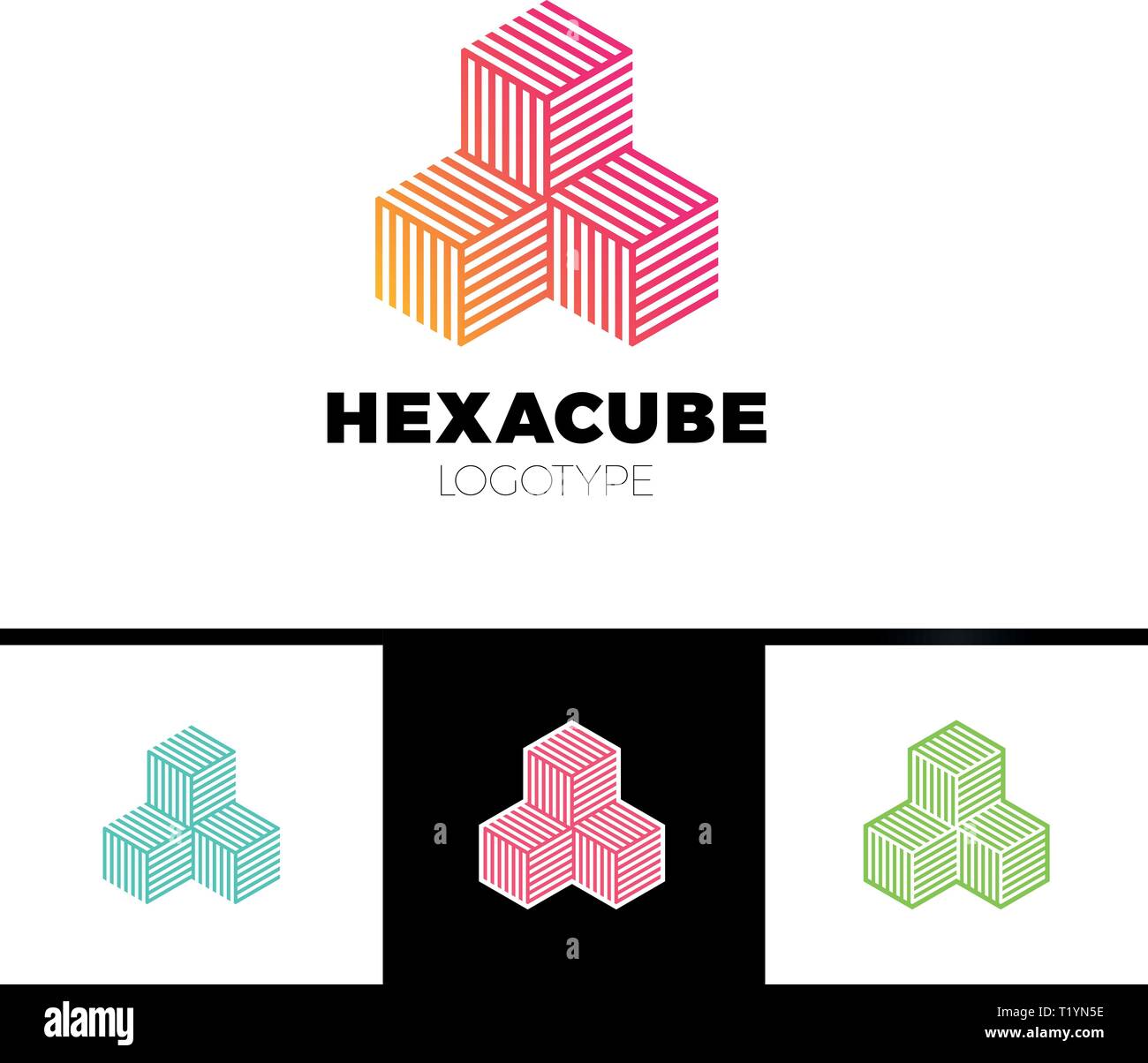 hexagon cube 3d sector group logo, package box arrow logotype Stock ...
