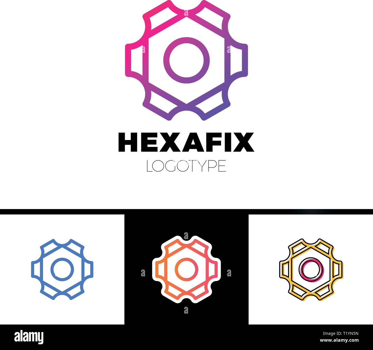 Mechanic Gear Fix Hexagon Abstract Logo design Stock Vector Image & Art ...