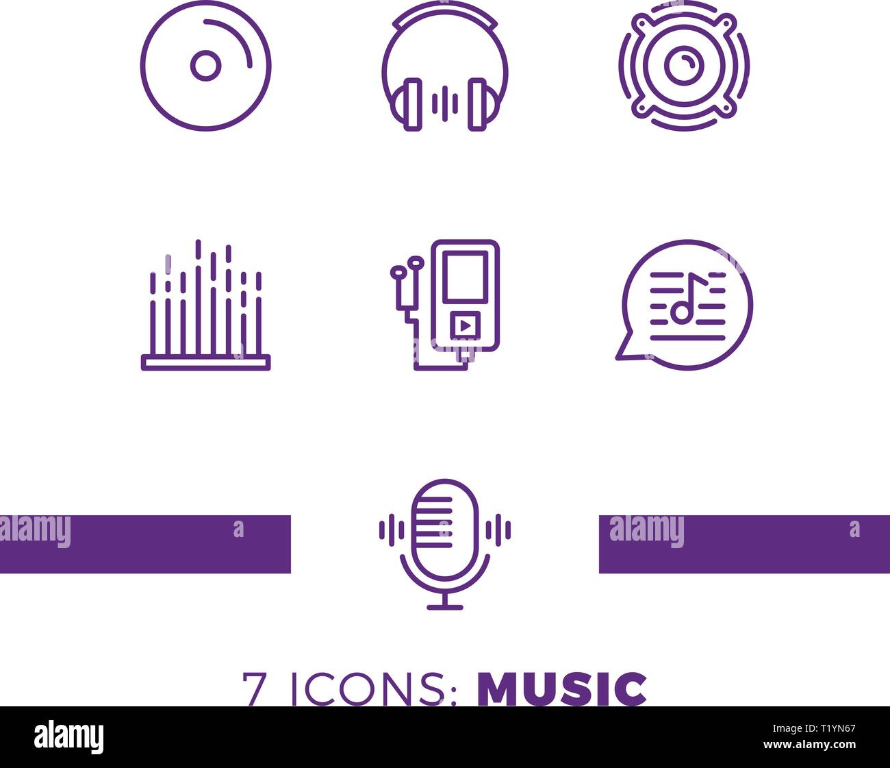 Simple Set of Music Audio Related Vector Line Icons. Contains such ...
