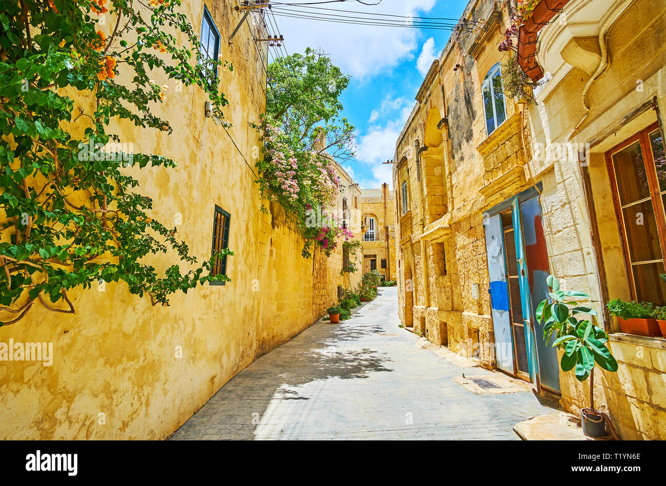 The old stone town of Rabat boasts beautiful plant decors, its streets ...