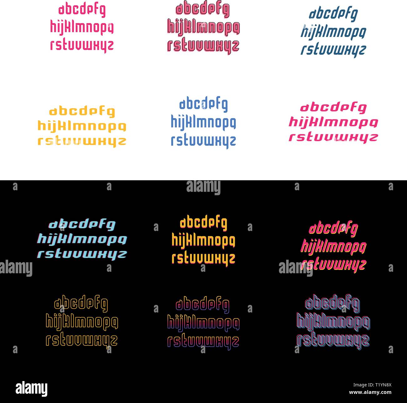 Vector square alphabet simple font and letter set. Font collection ...