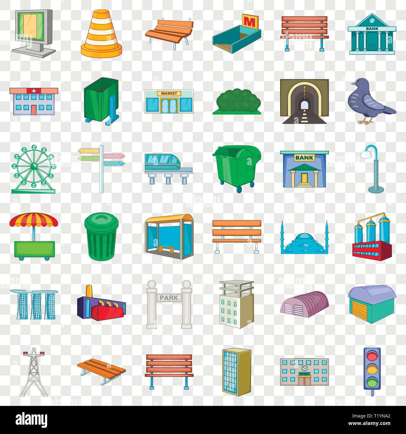City icons set, cartoon style Stock Vector Image & Art - Alamy