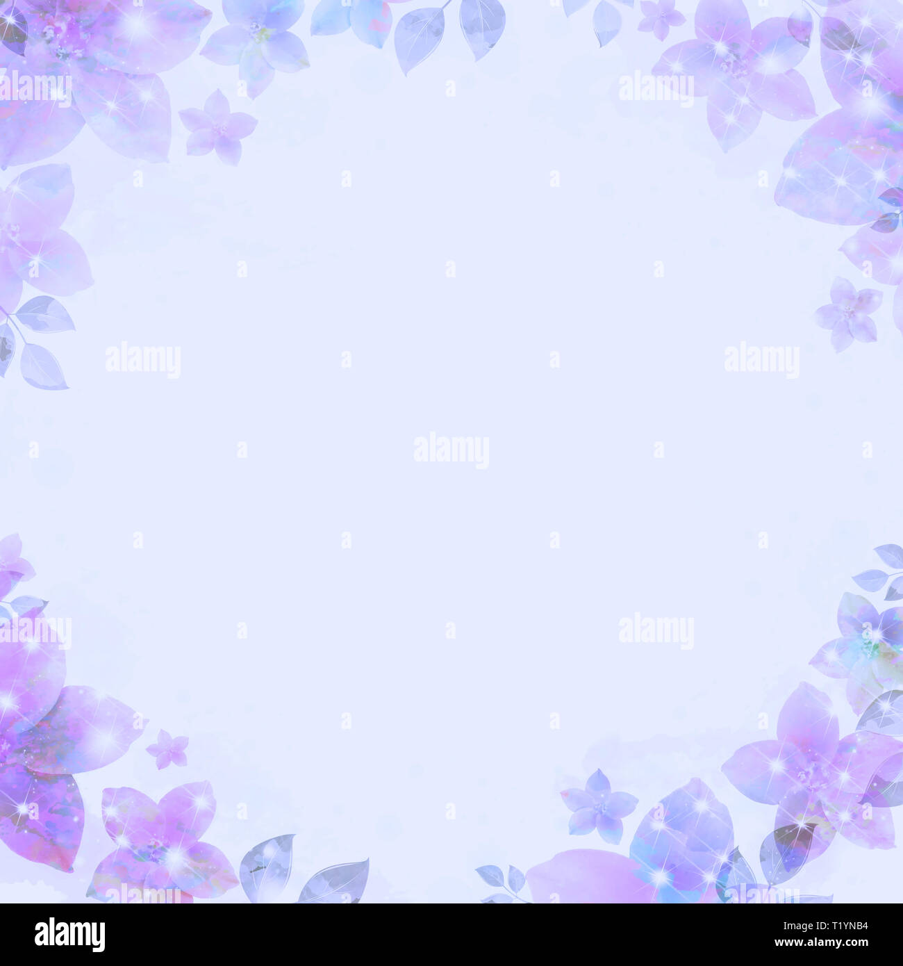 Ancient water color vignette, flickering flowers, violet. Retro ...