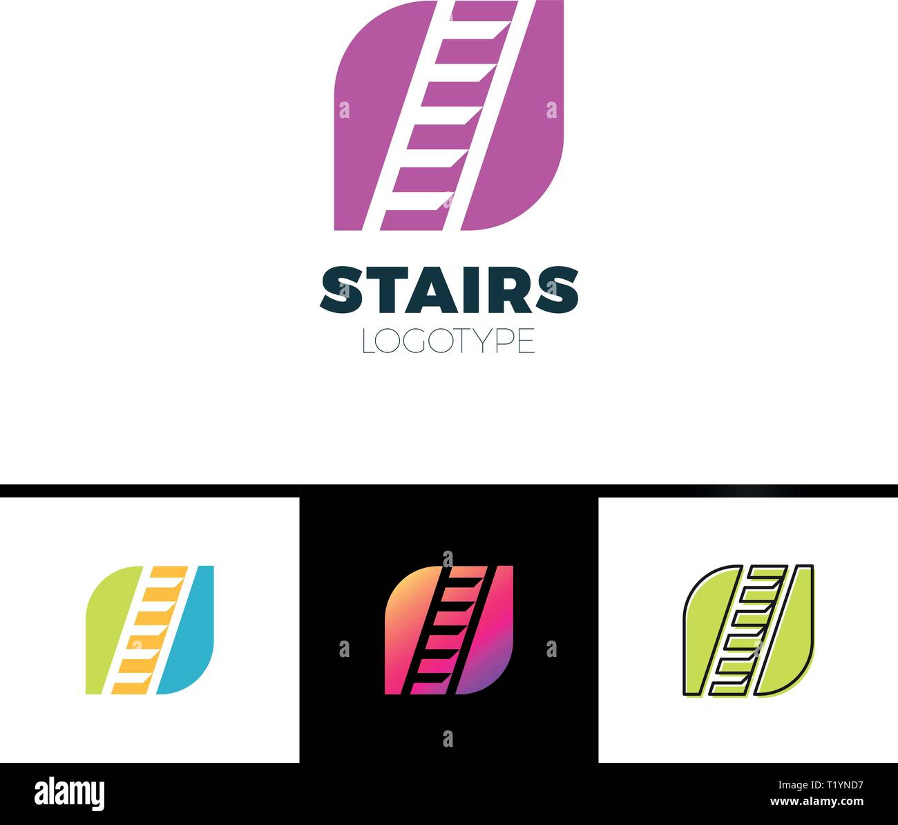 Stairs Logotype. Simple form sign with negative space logo Stock Vector ...