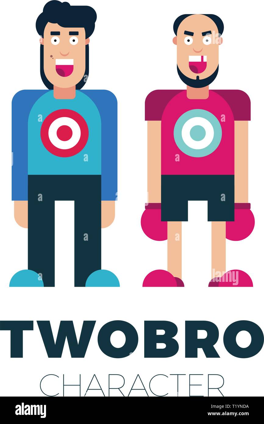 Vector flat simple friendly two people character. Person icon isolated ...