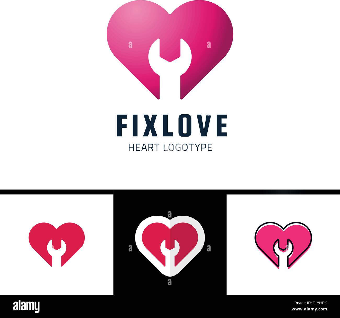 Repair or fix Love heart Vector Logo Design Element Stock Vector Image ...