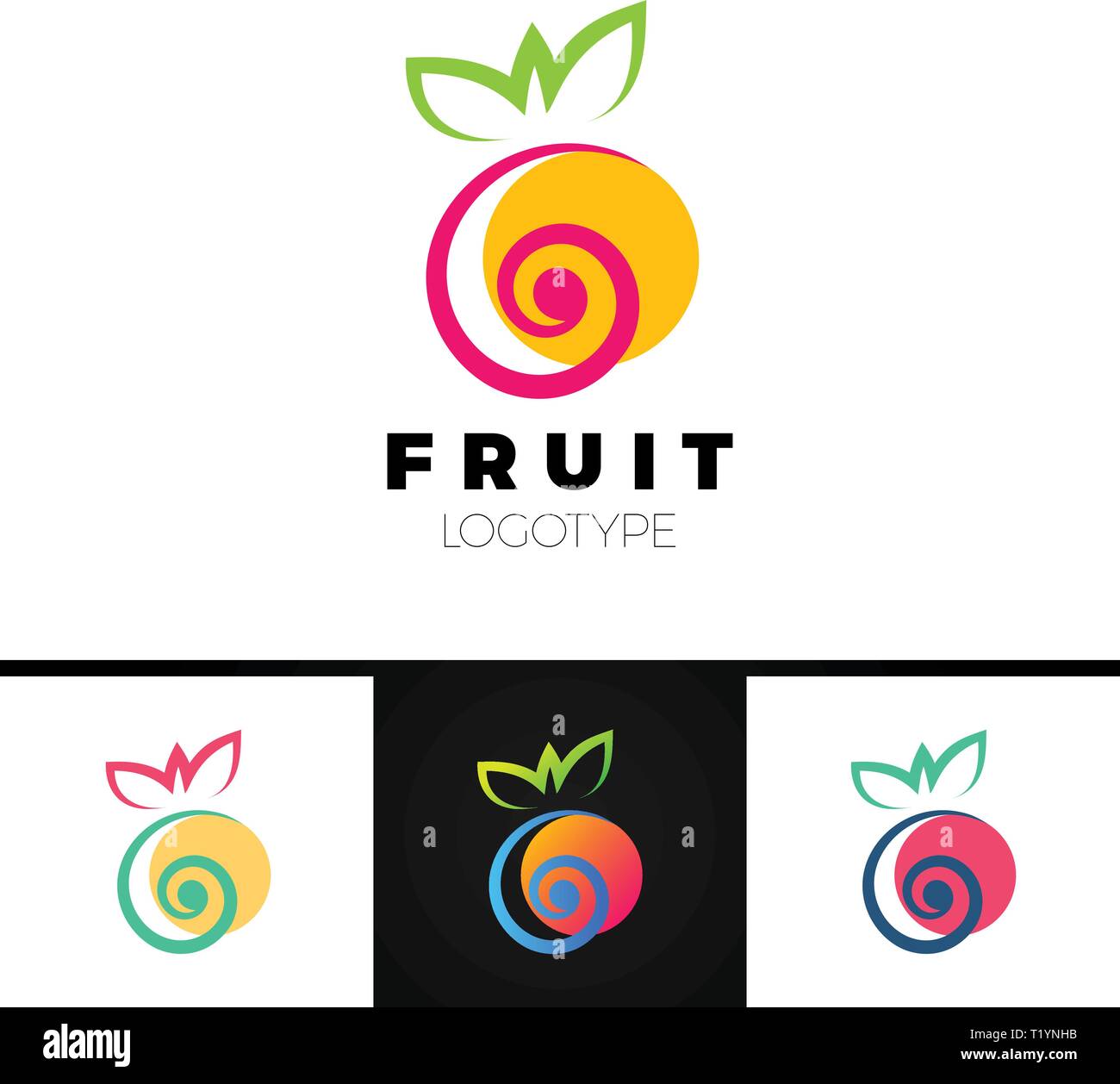 Abstract fruit logo template with spiral element. Creative symbol for ...