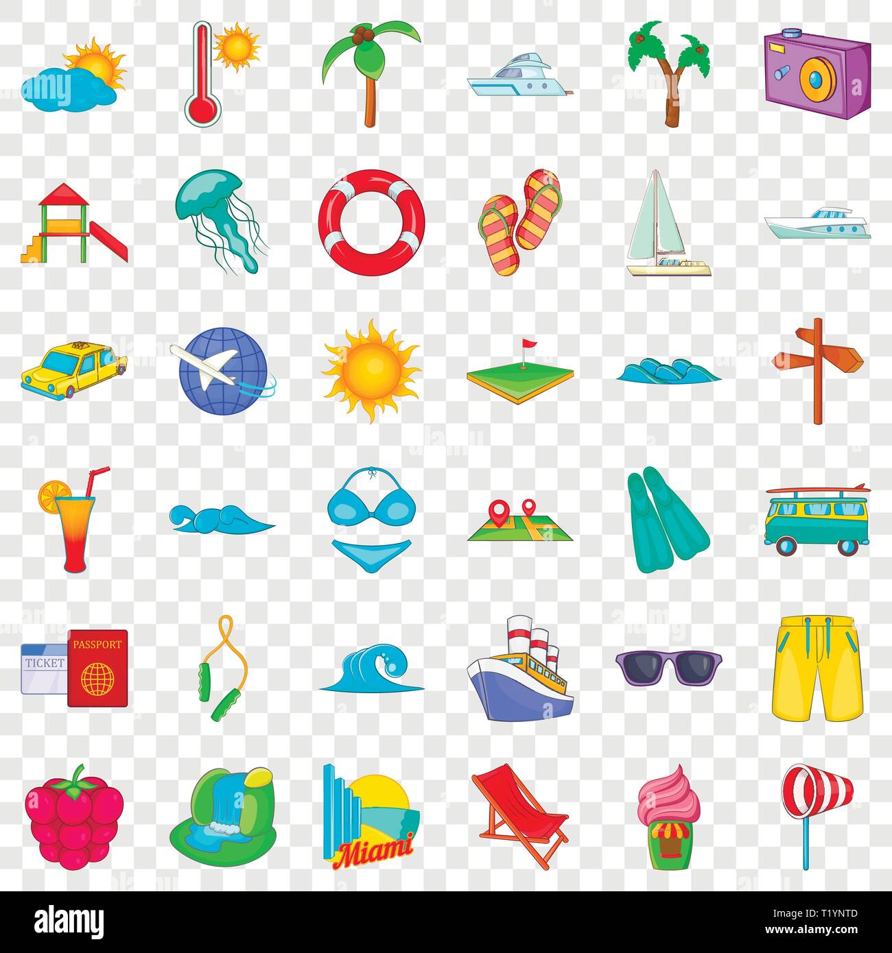 Big vacation icons set, cartoon style Stock Vector Image & Art - Alamy