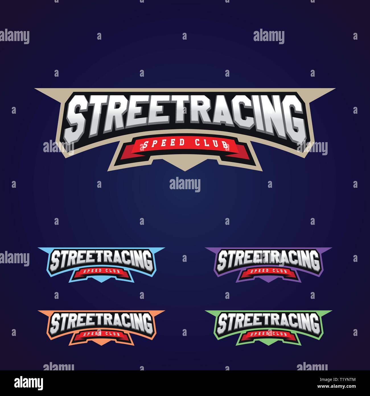 Set of the power full Street Racing sport typography logo emblem design ...