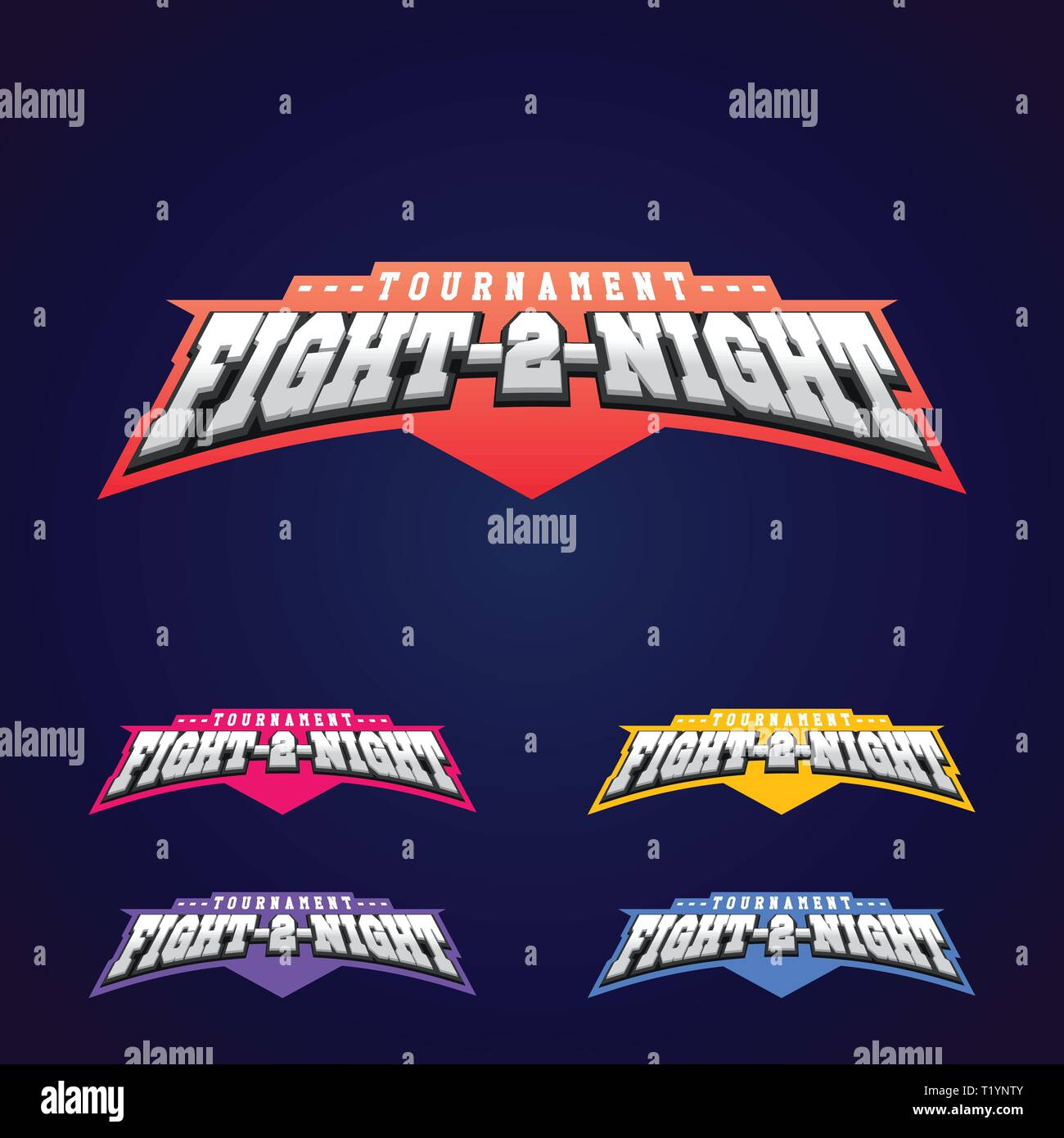 Night fight. Mixed martial arts sport logo on dark background Stock ...