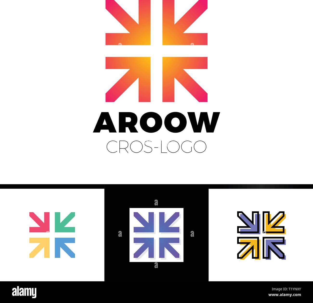 Four arrows logo form cross or plus graphic concept, intersection 4 ...