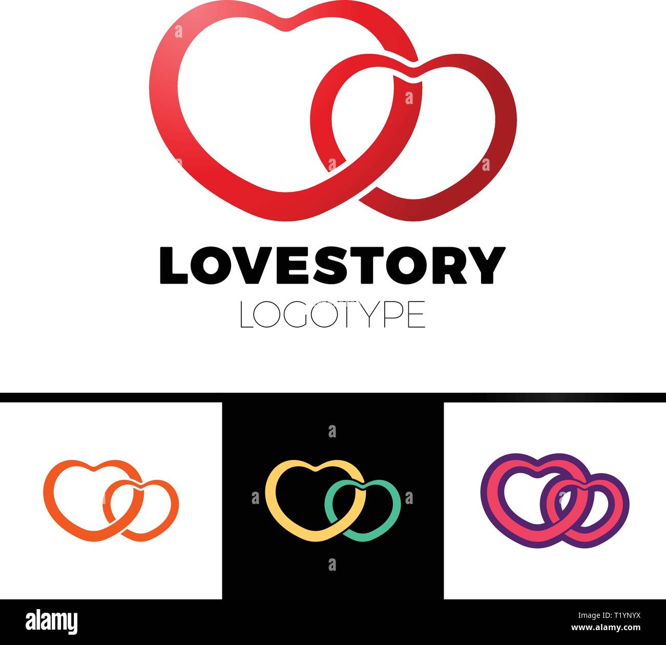 two hearts logo. Abstract vector symbol of love logotype Stock Vector ...