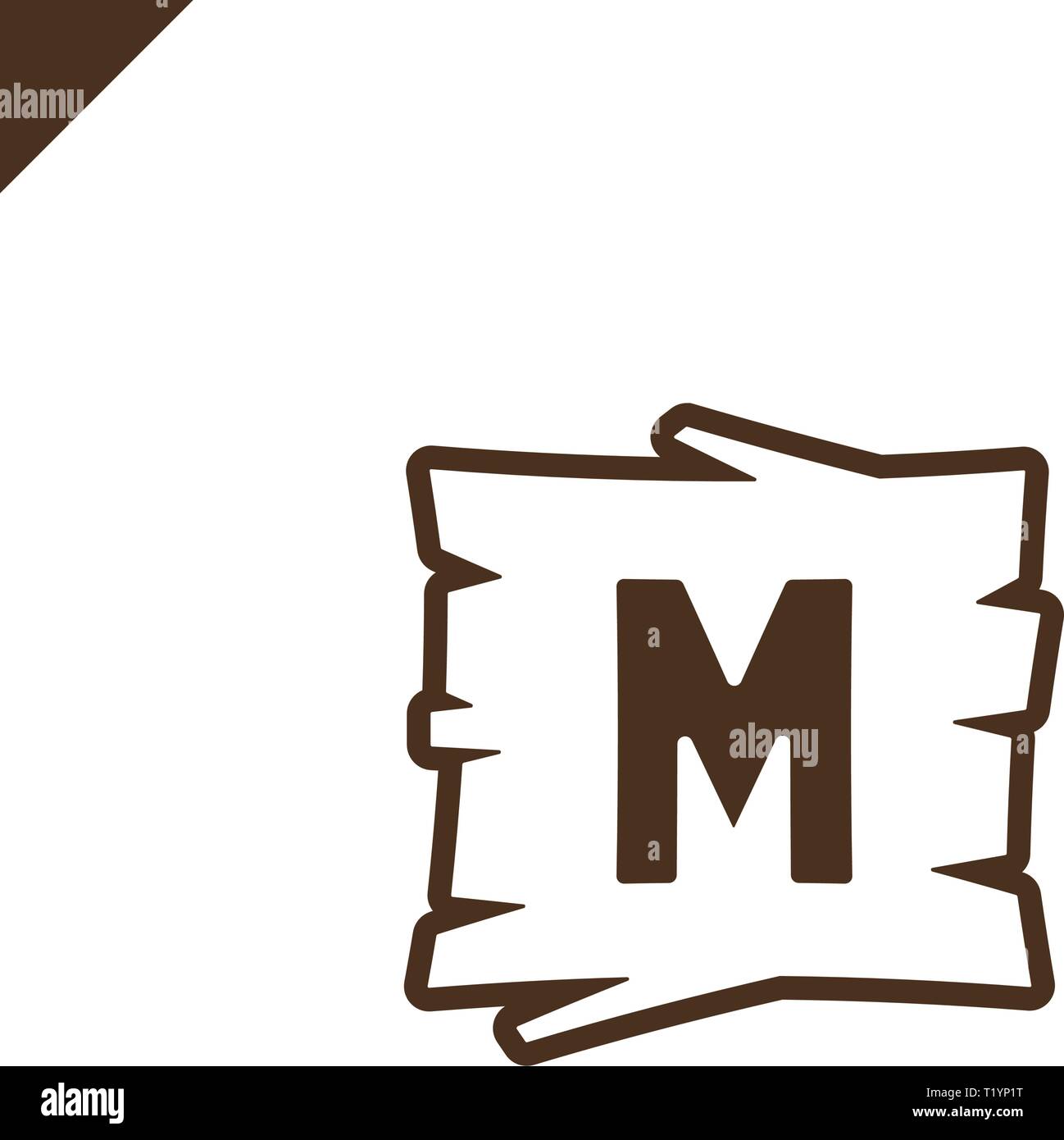 Wooden alphabet or font blocks with letter m in wood texture area with ...