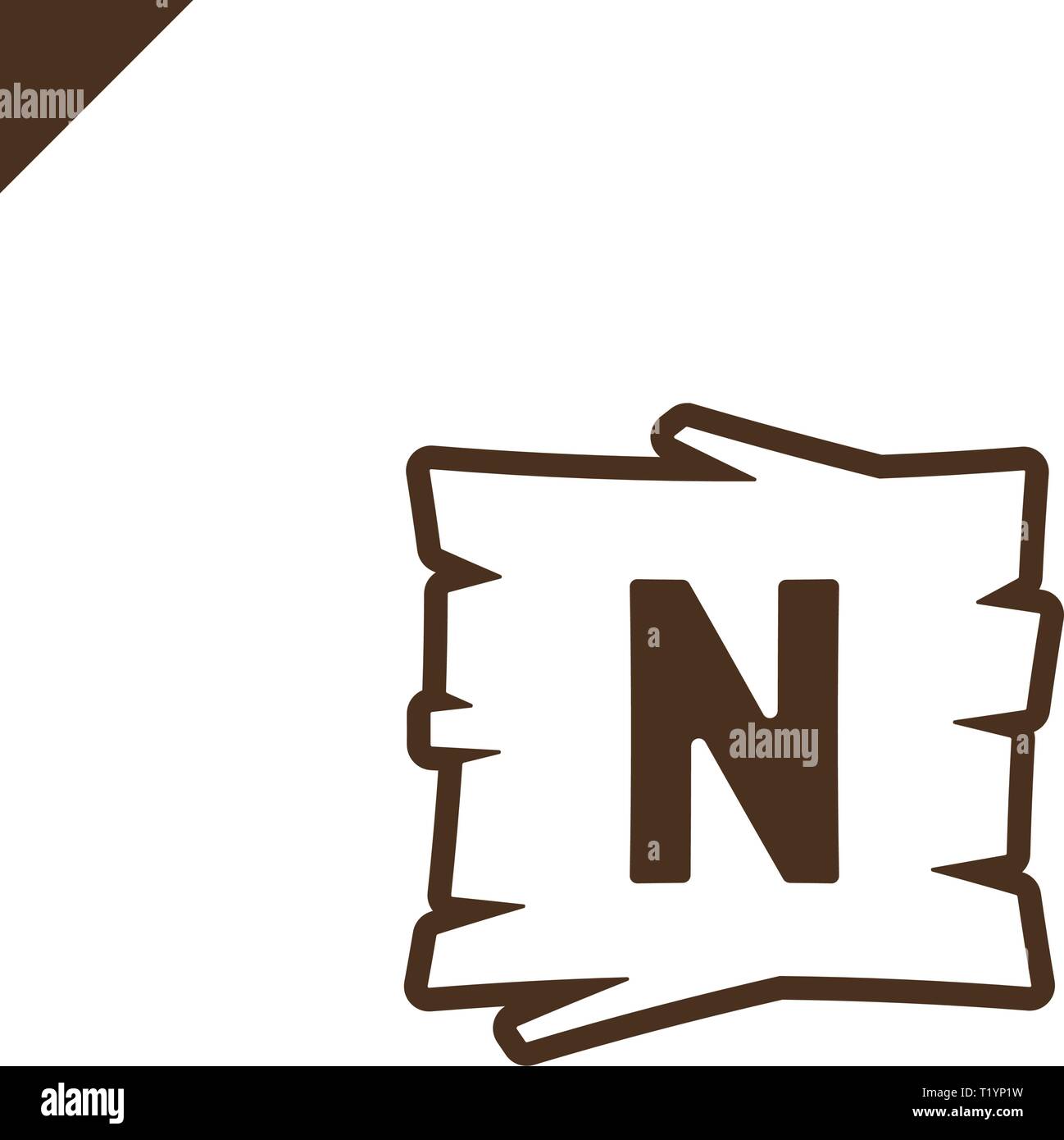 Wooden alphabet or font blocks with letter n in wood texture area with ...