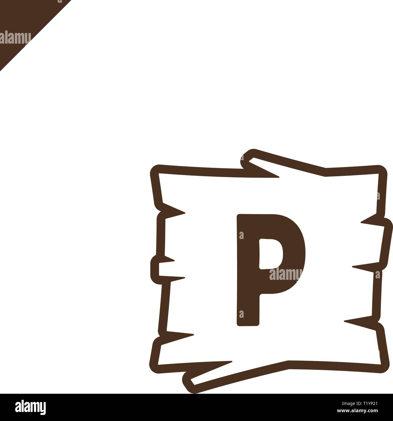 Wooden alphabet or font blocks with letter p in wood texture area with ...