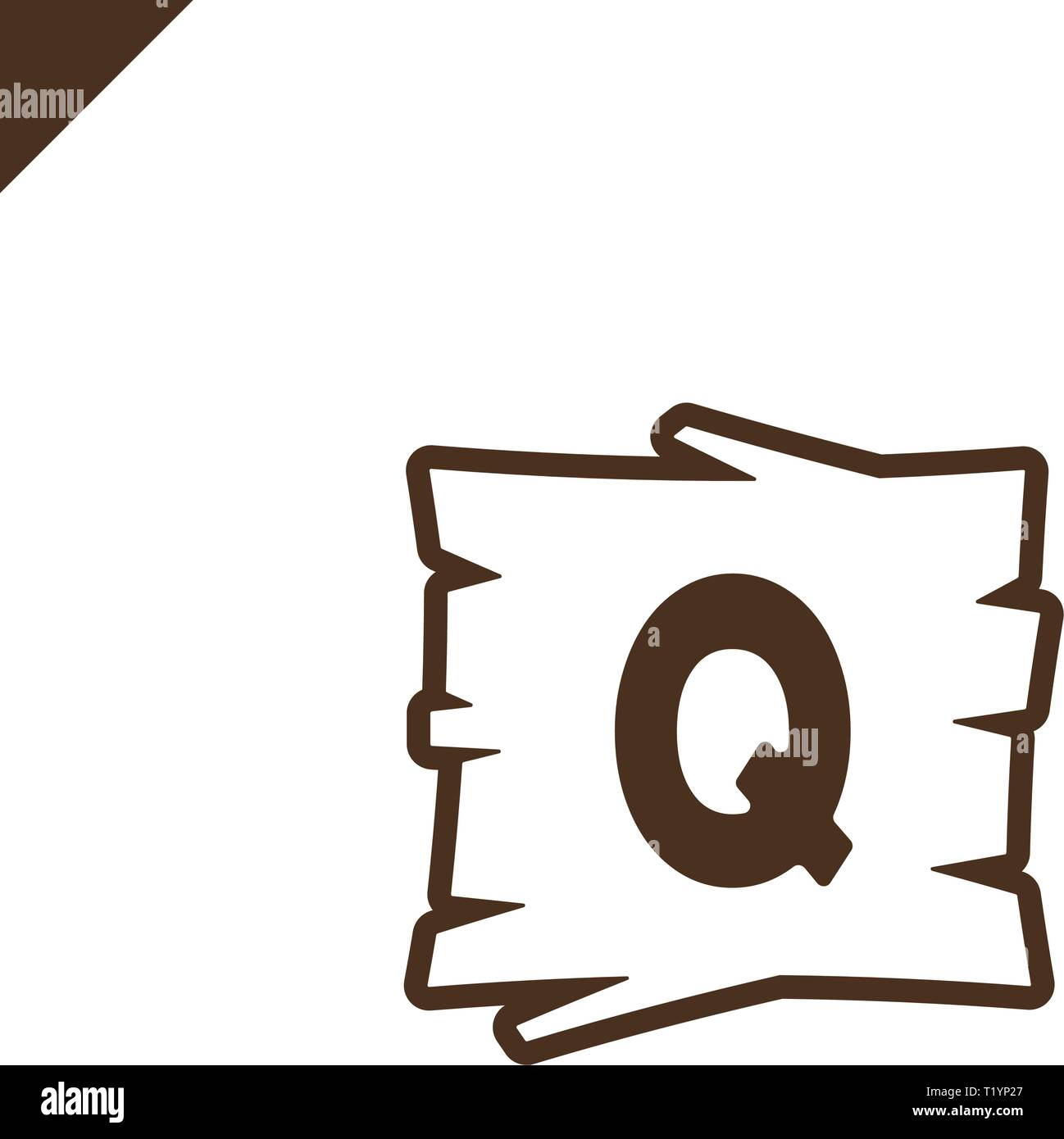 Wooden alphabet or font blocks with letter q in wood texture area with ...