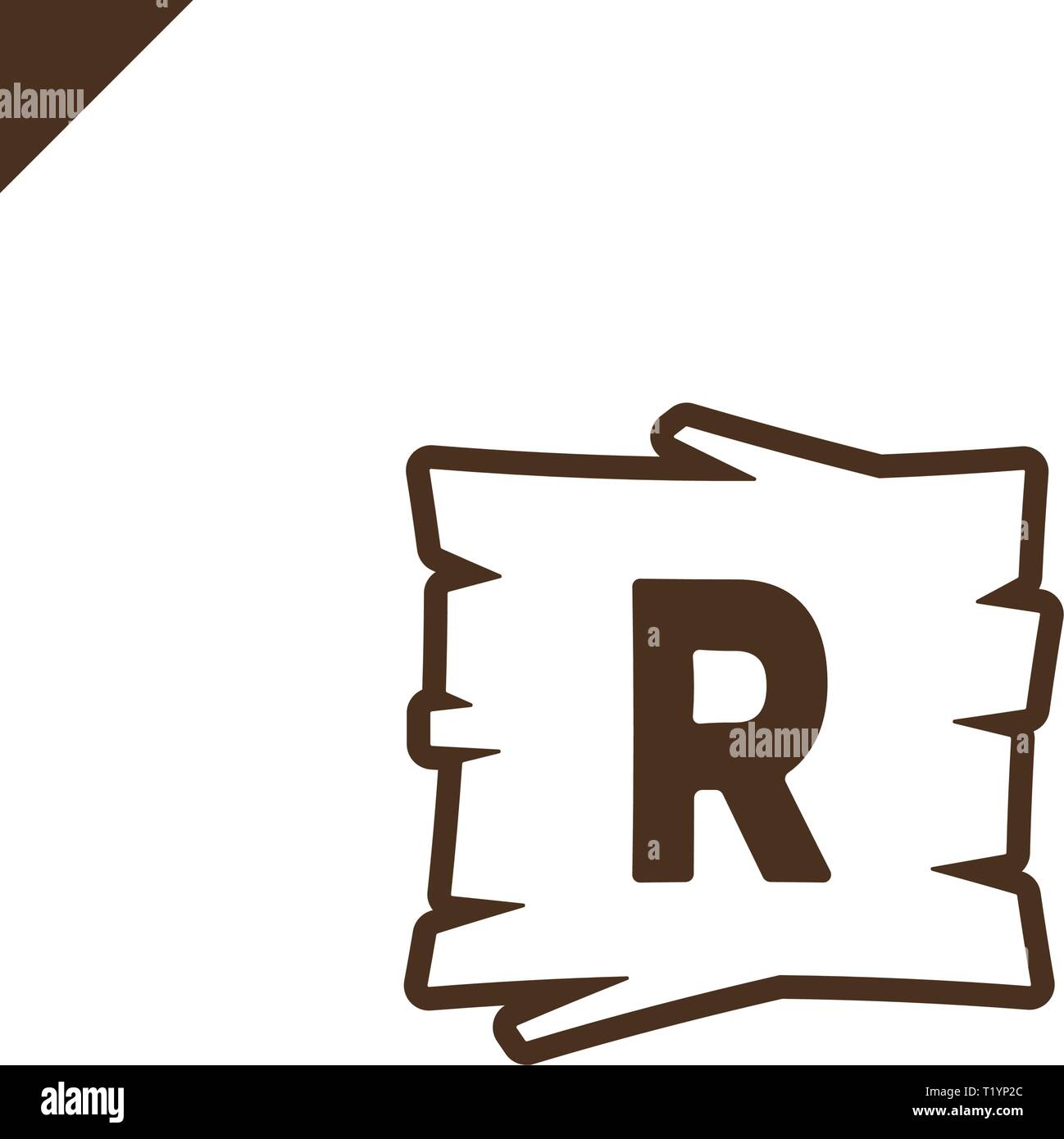 Wooden alphabet or font blocks with letter r in wood texture area with ...