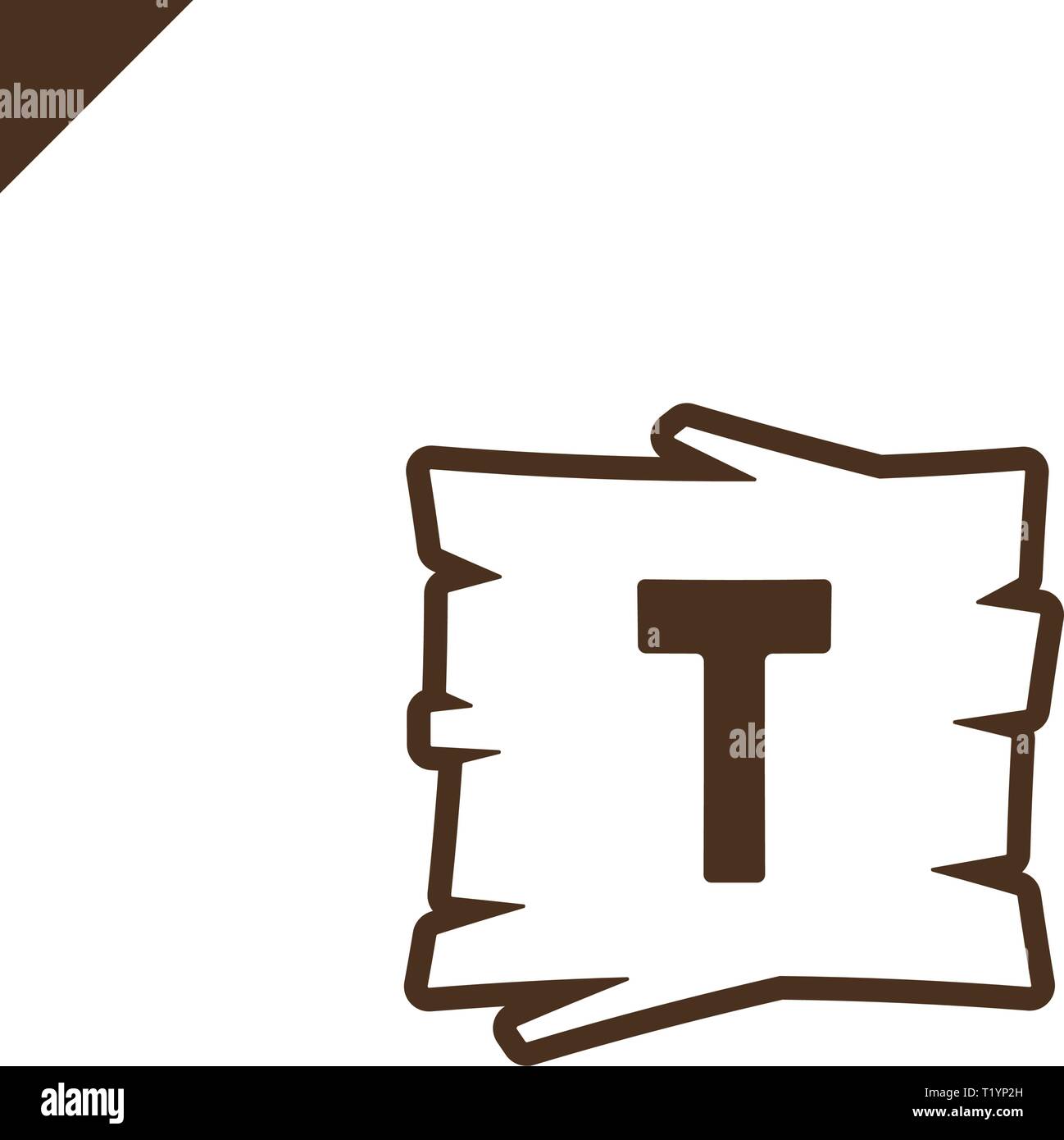 Wooden alphabet or font blocks with letter t in wood texture area with ...
