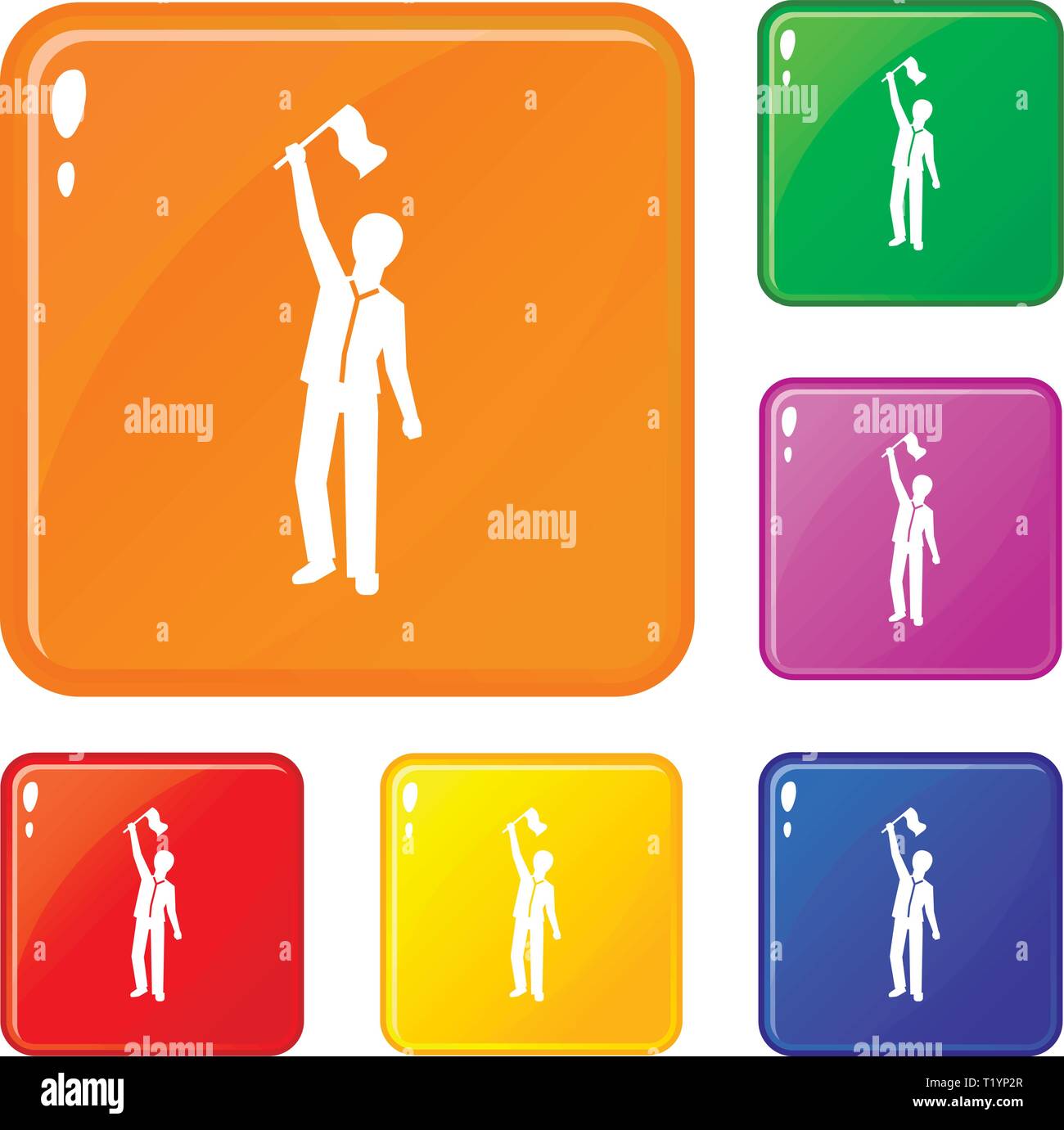 People group demonstration icons set vector color Stock Vector Image ...