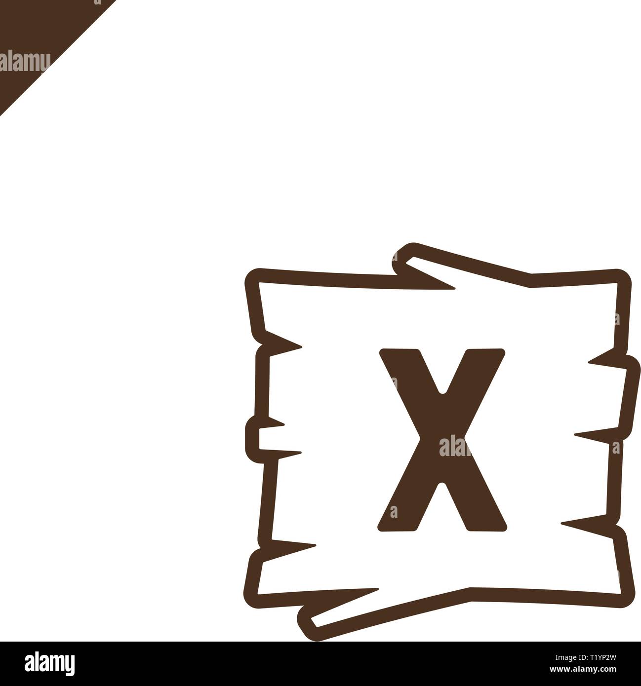 Wooden alphabet or font blocks with letter X in wood texture area with ...