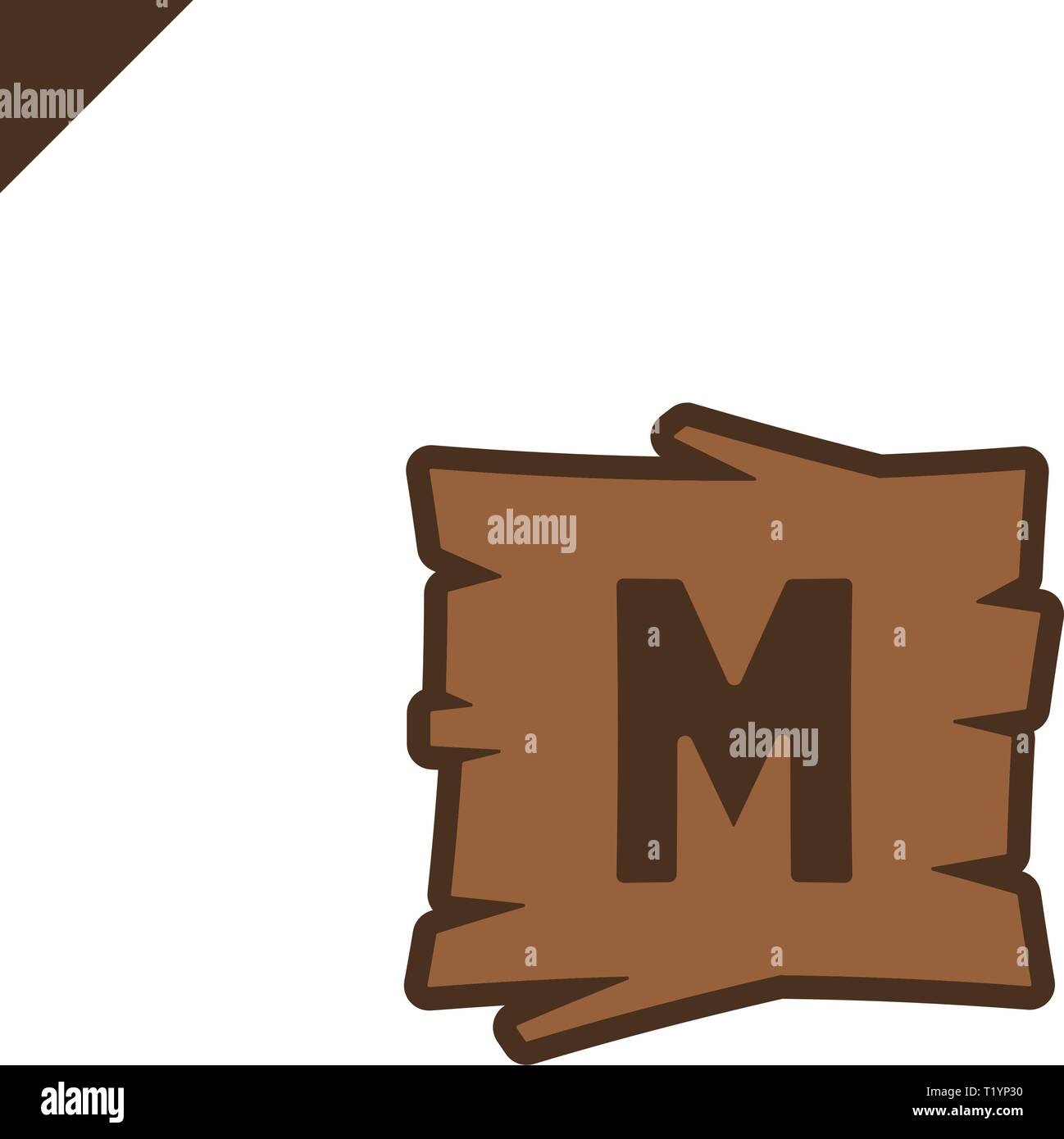 Wooden alphabet or font blocks with letter m in wood texture area with ...