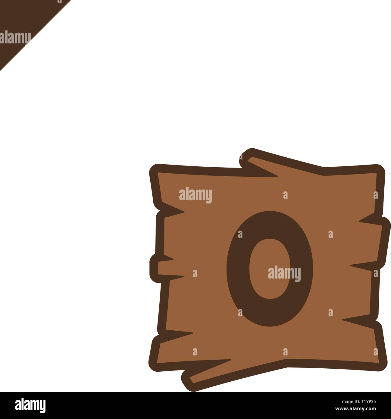 Wooden alphabet or font blocks with letter o in wood texture area with ...