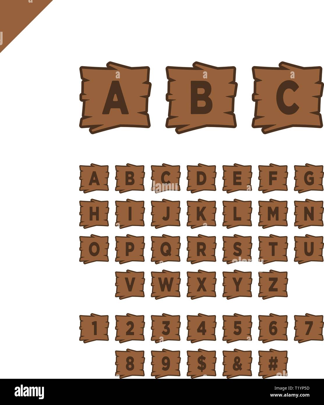 Wooden alphabet blocks with letters and numbers in wood texture area ...