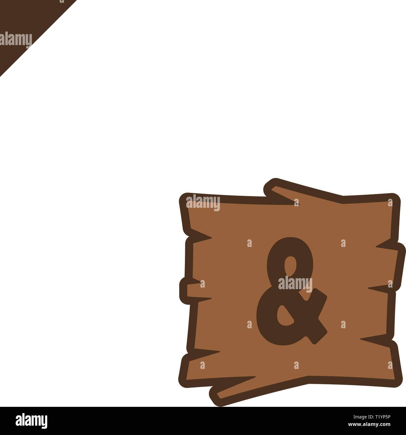 Wooden alphabet blocks with symbol ampersand in wood texture area with ...