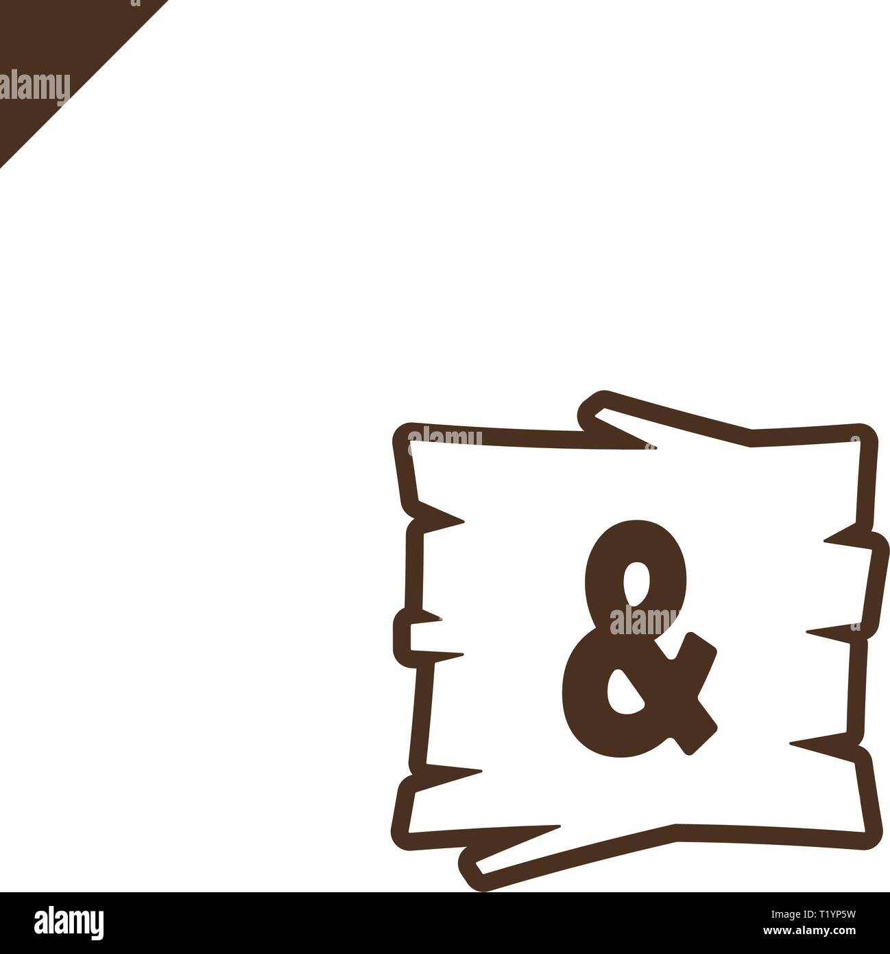 Wooden alphabet blocks with symbol ampersand in wood texture area with ...