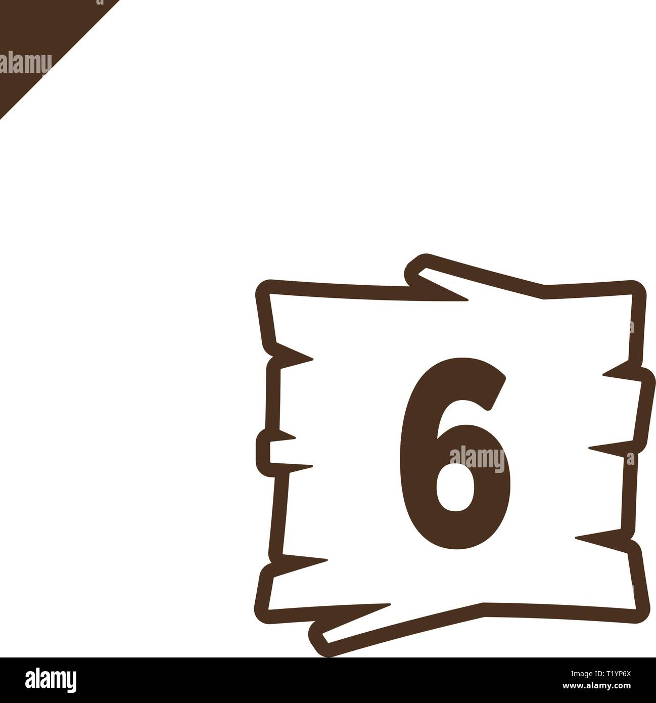 Wooden alphabet blocks with number 6 in wood texture area with outline ...