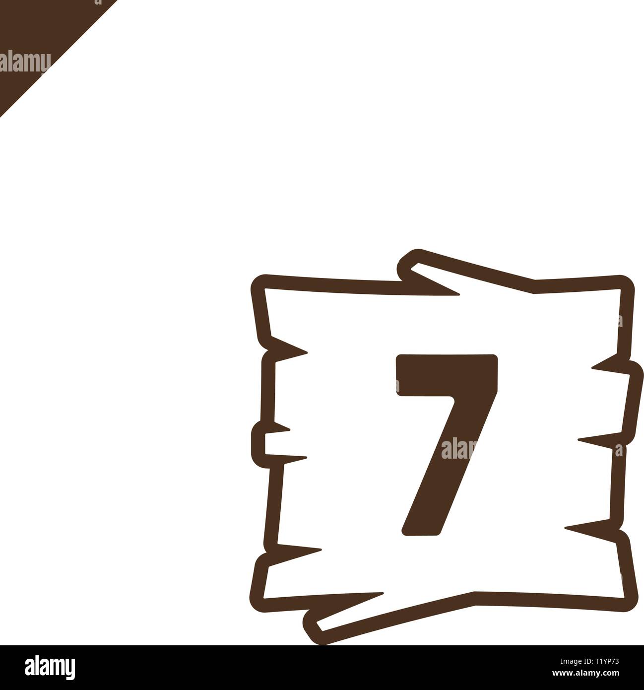 Wooden alphabet blocks with number 7 in wood texture area with outline ...