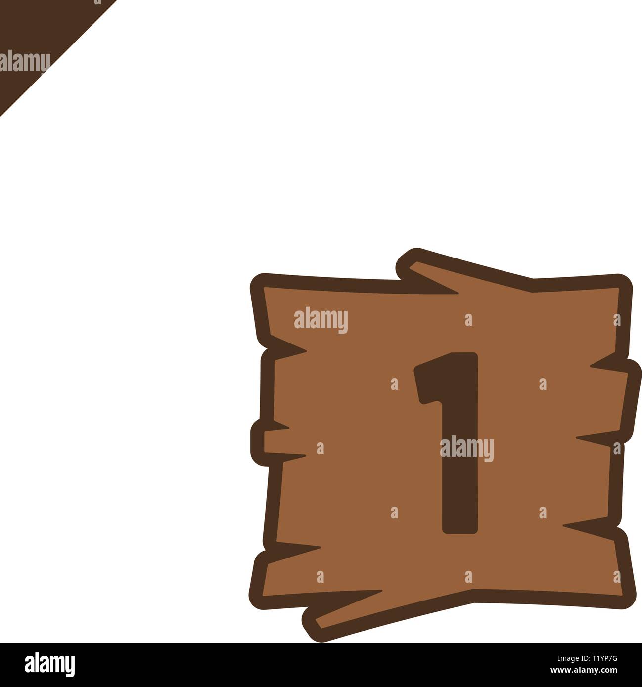 Wooden alphabet blocks with number 1 in wood texture area with outline ...
