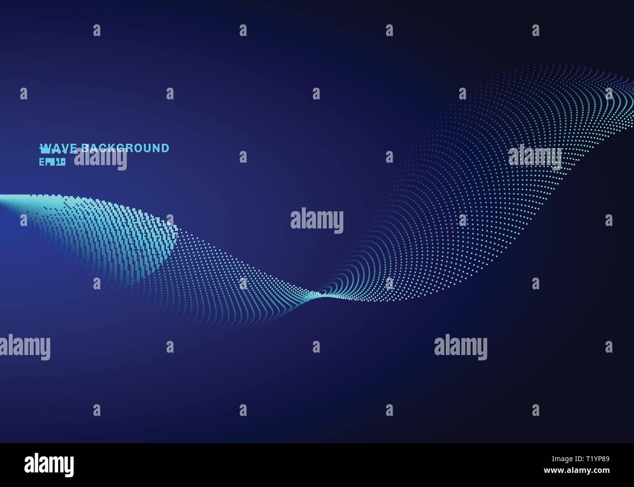 Abstract network design with particle light blue wave. Dynamic ...