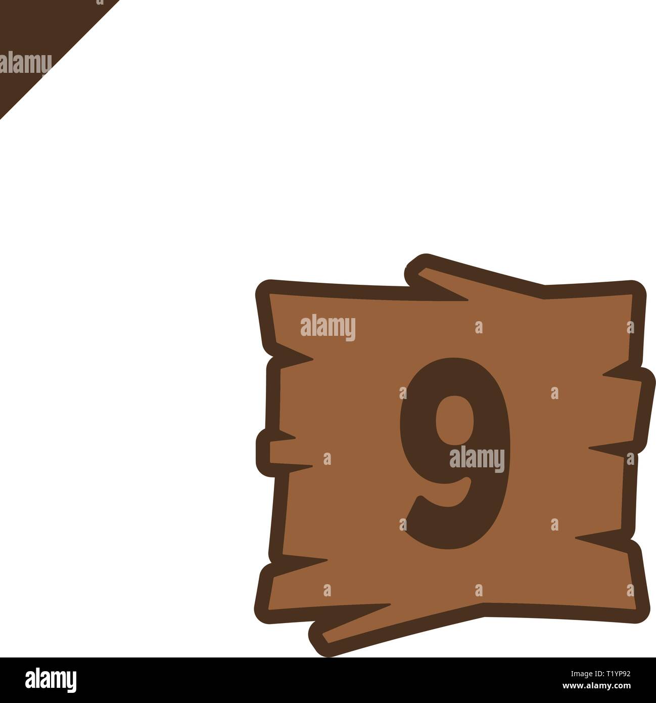 Wooden alphabet blocks with number 9 in wood texture area with outline ...