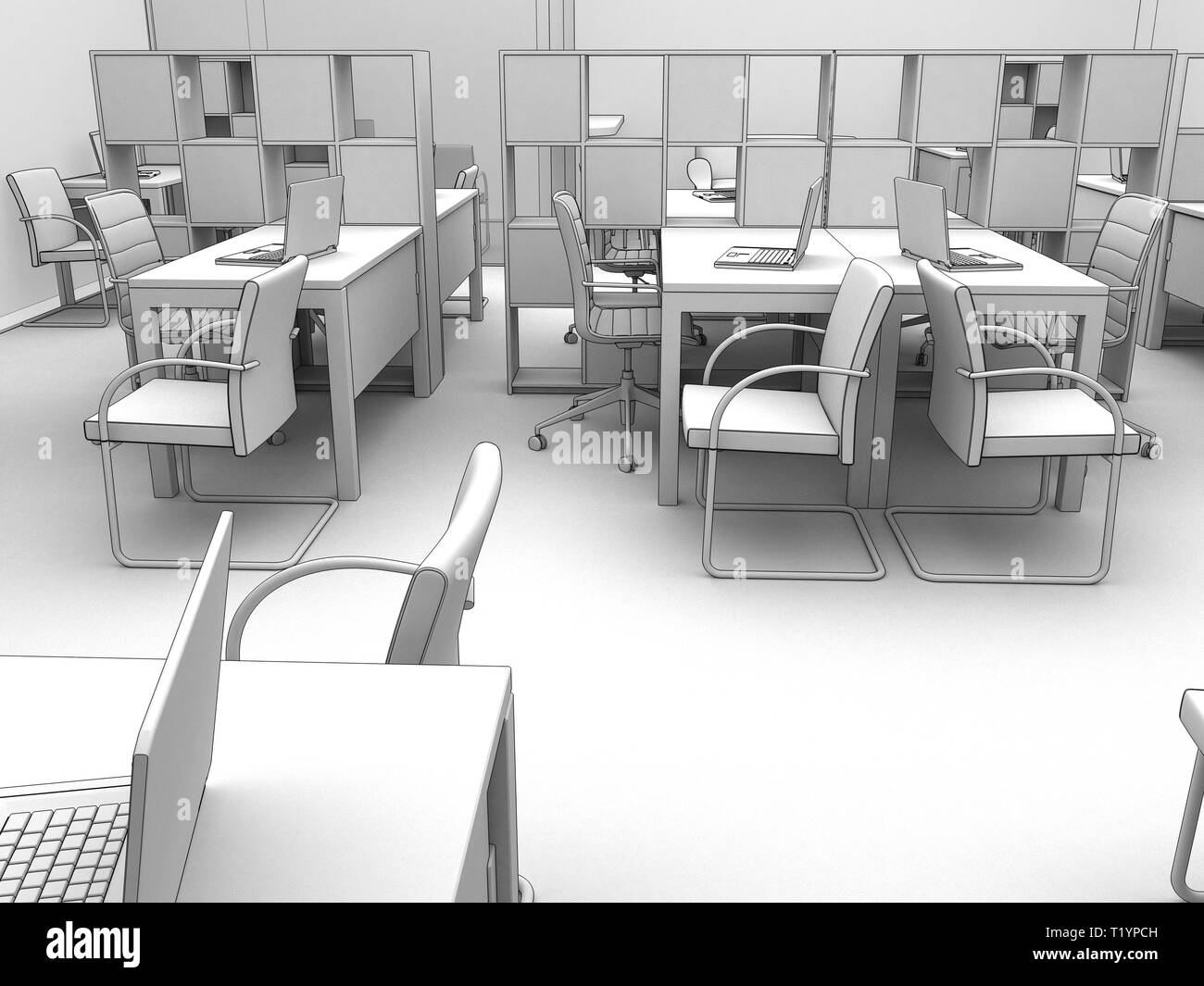 office, interior visualization, 3D illustration Stock Photo - Alamy