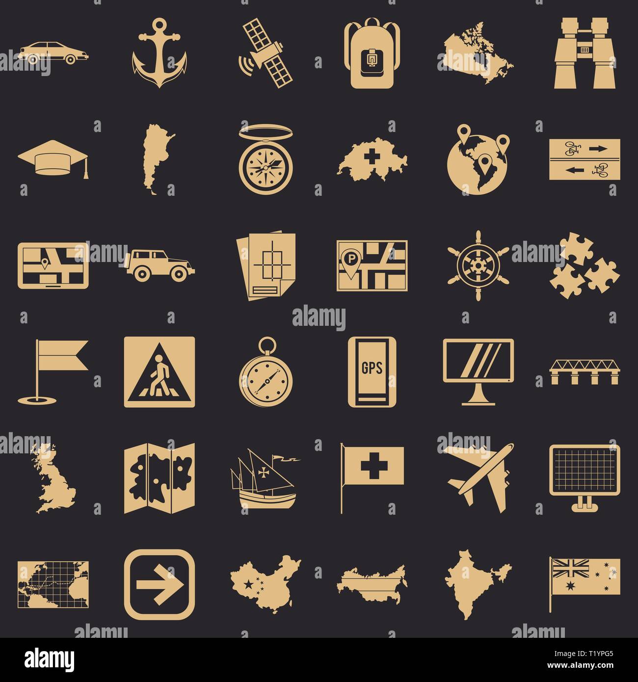 Cartography icons set, simple style Stock Vector Image & Art - Alamy