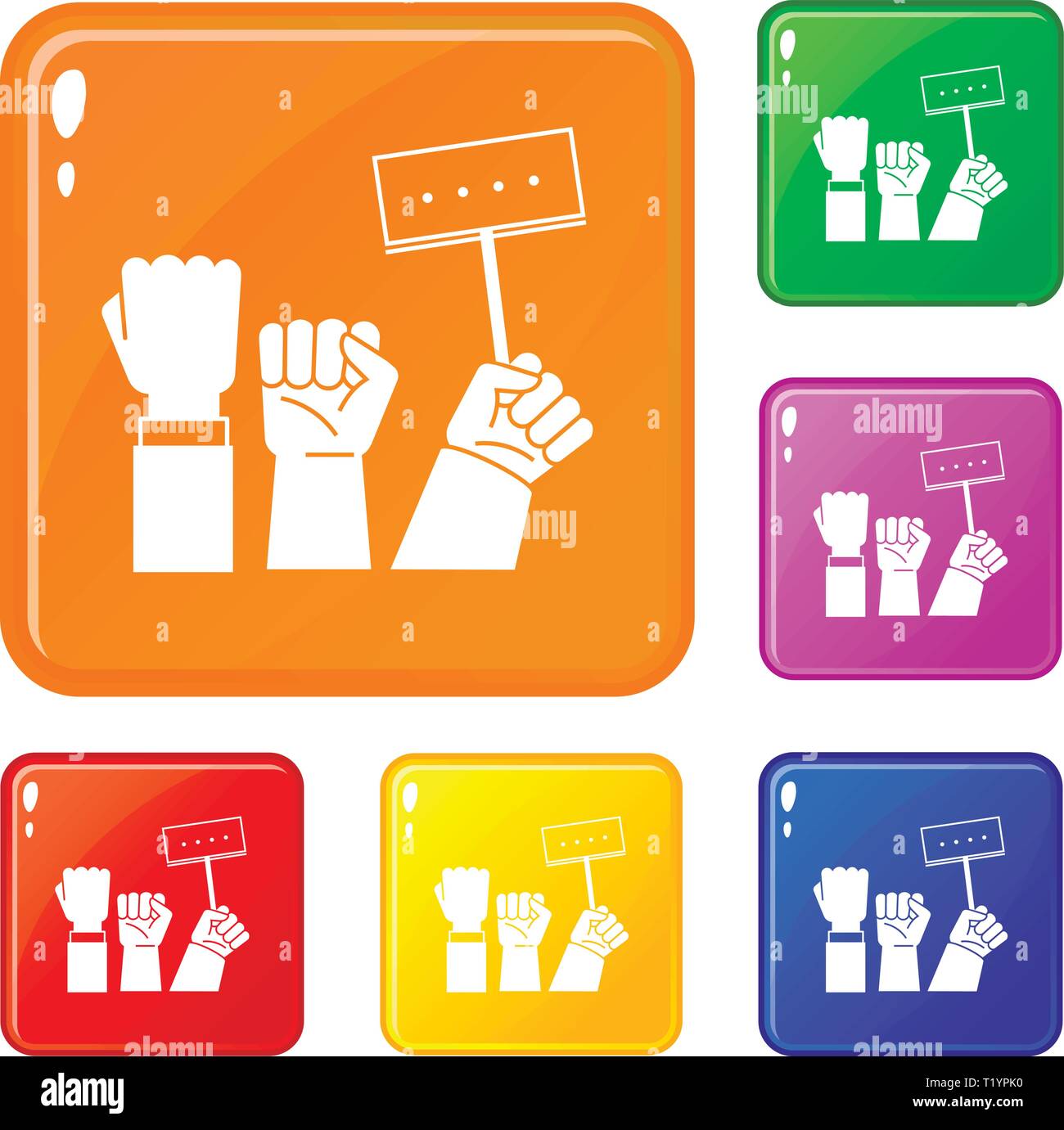 Banner hand up icons set vector color Stock Vector Image & Art - Alamy