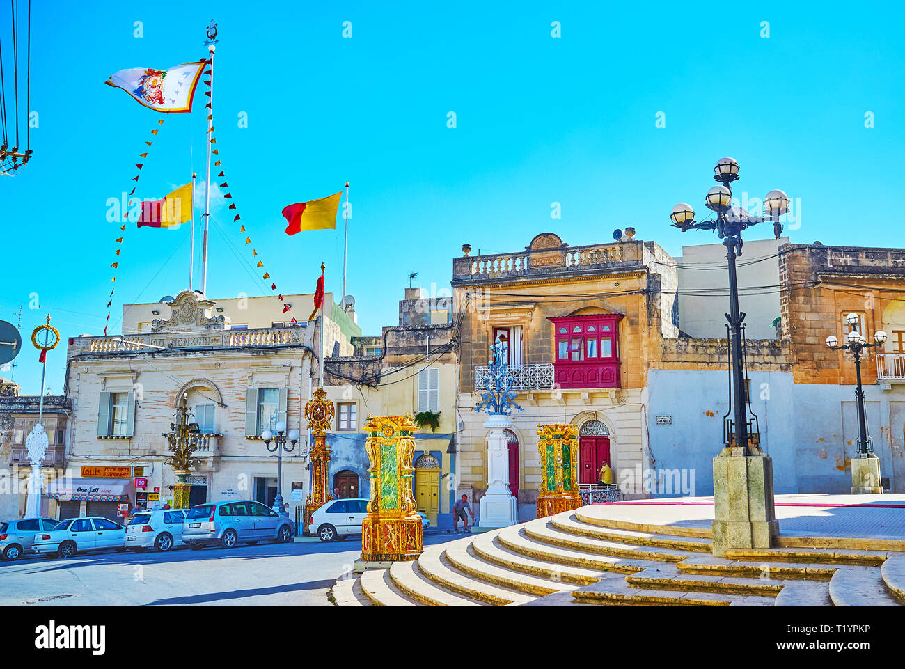SIGGIEWI, MALTA - JUNE 16, 2018: The mansions in the central city ...