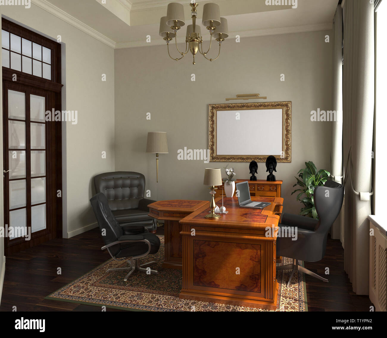 director's office, head office, interior visualization, 3D illustration ...