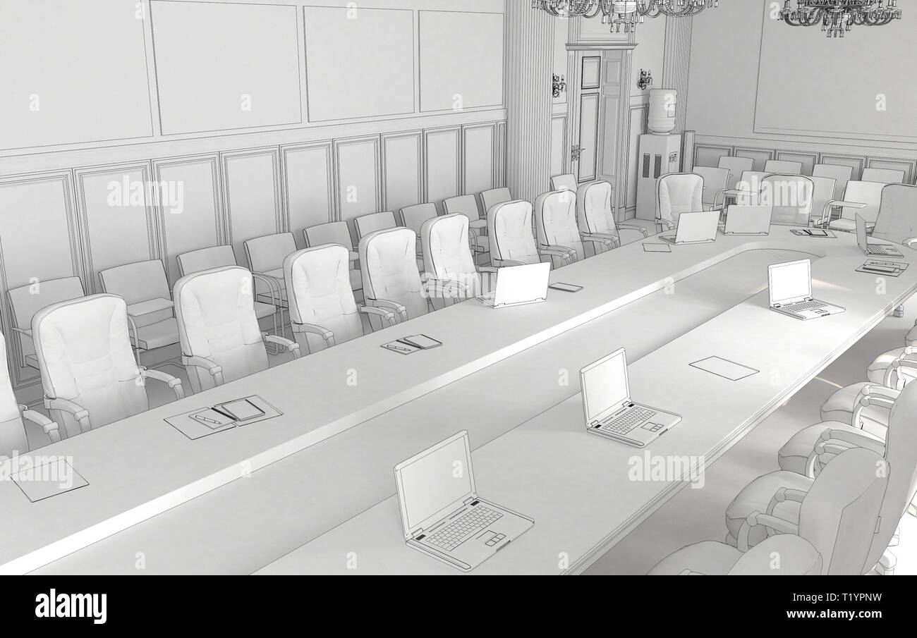 conference room, meeting room, interior visualization, 3D illustration ...