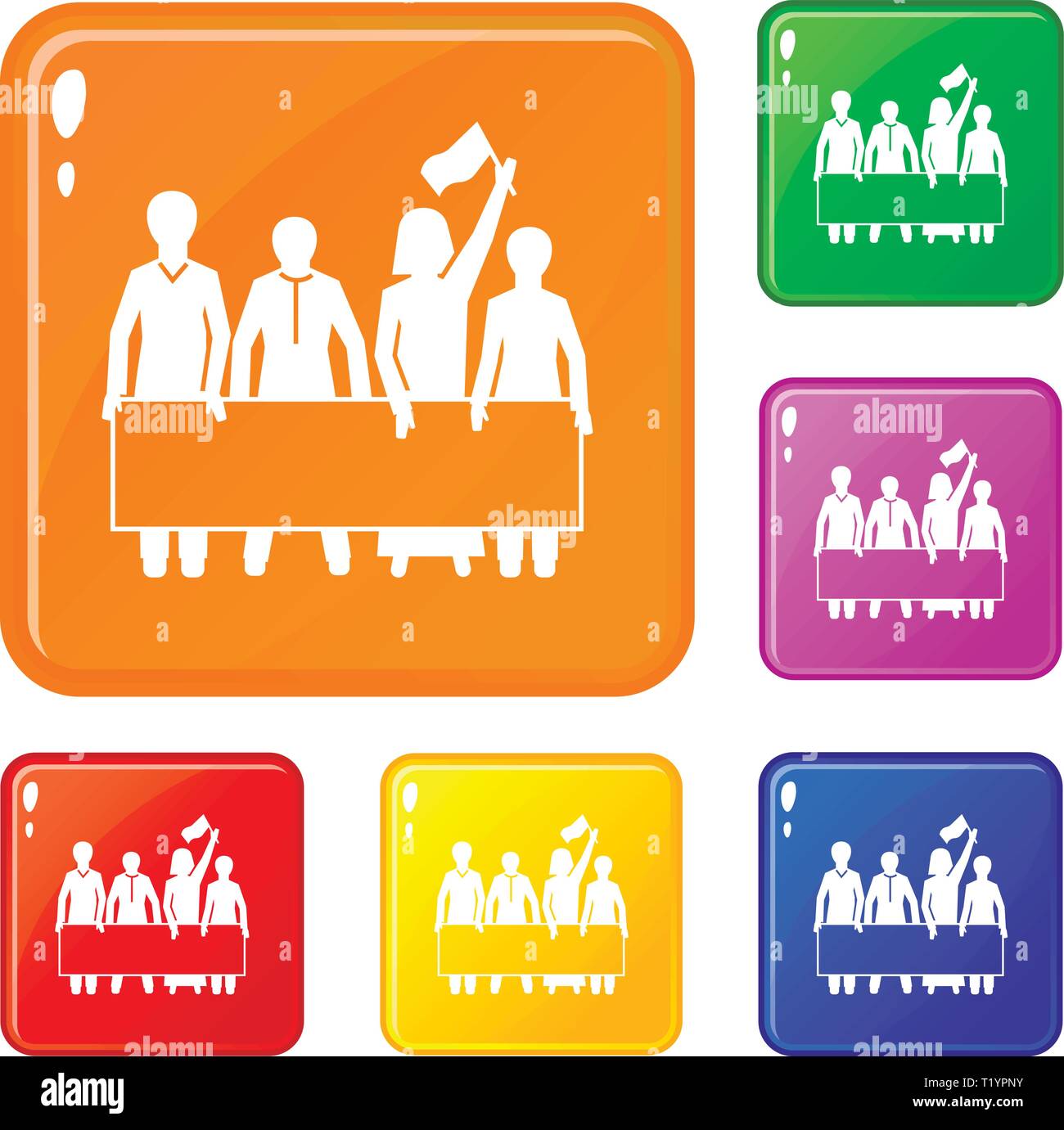 Demonstration crowd icons set vector color Stock Vector Image & Art - Alamy