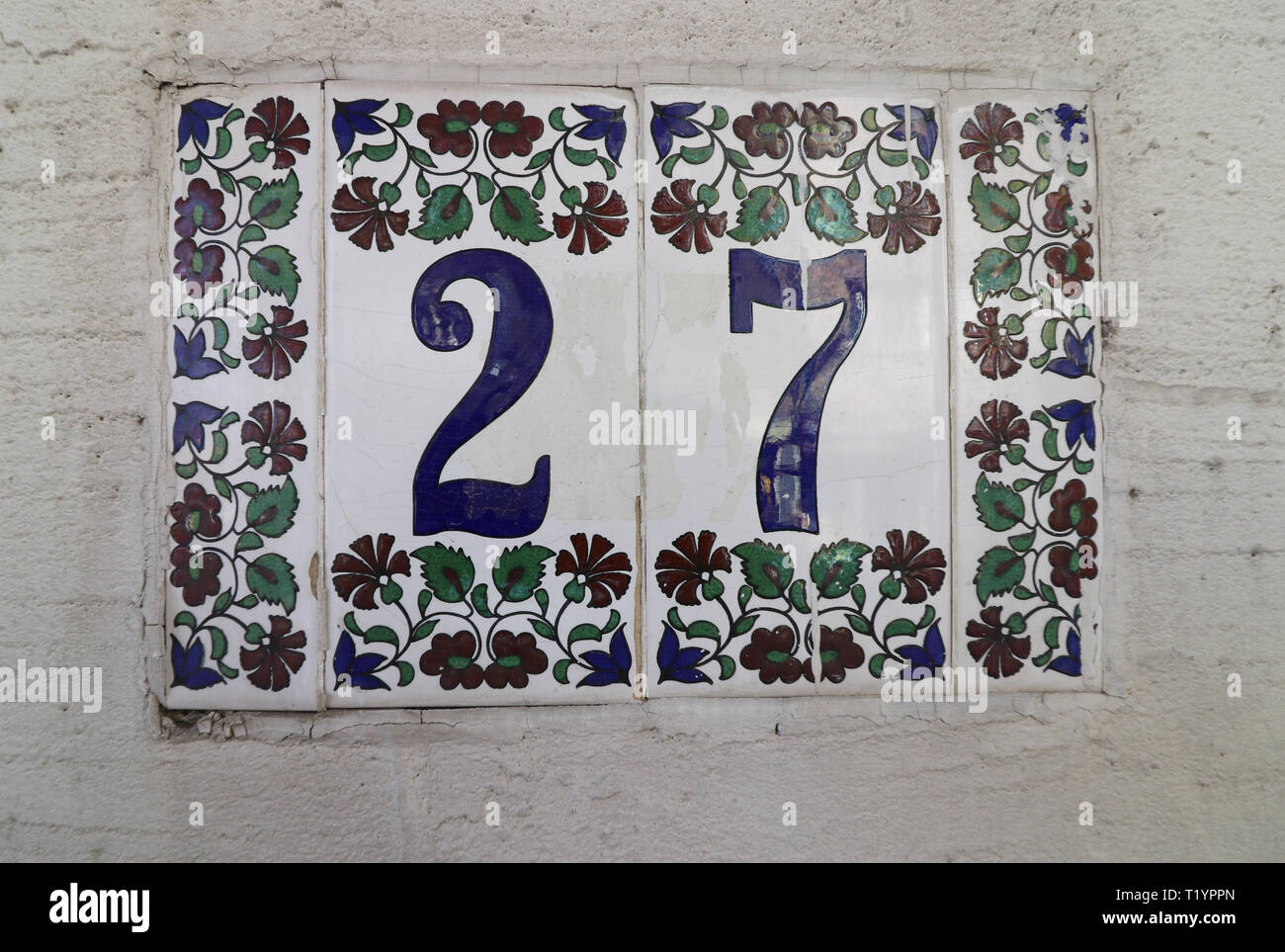 Vintage grunge square metal rusty plate of number of street address ...