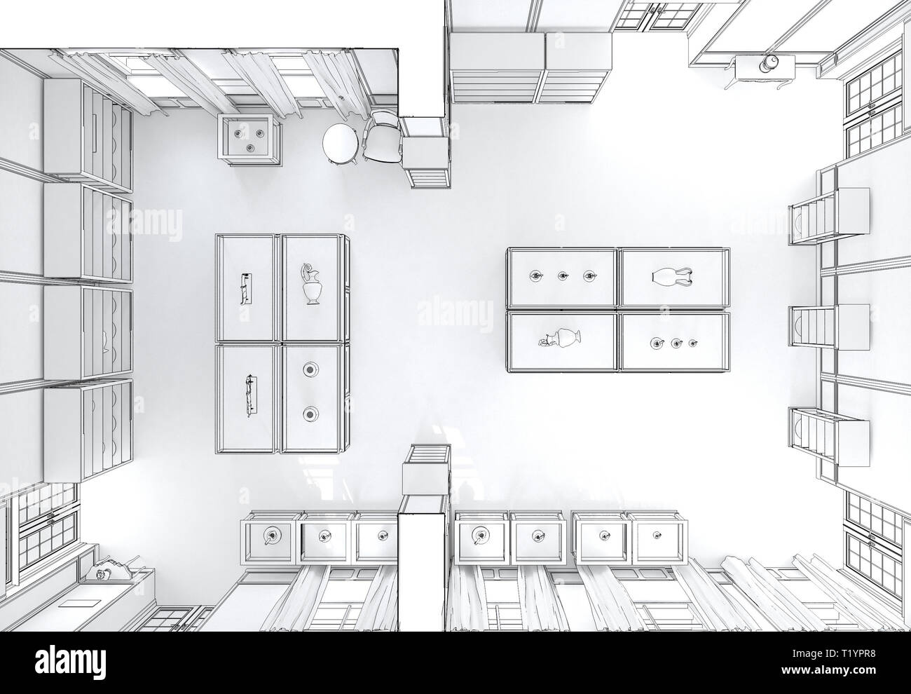 museum, exhibition hall, interior visualization, 3D illustration Stock ...