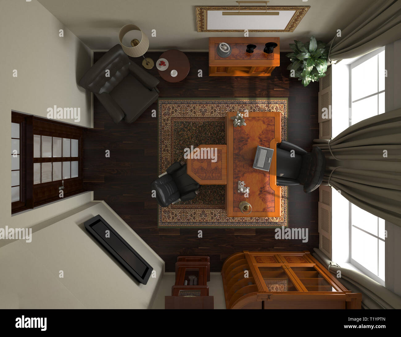 director's office, head office, interior visualization, 3D illustration ...