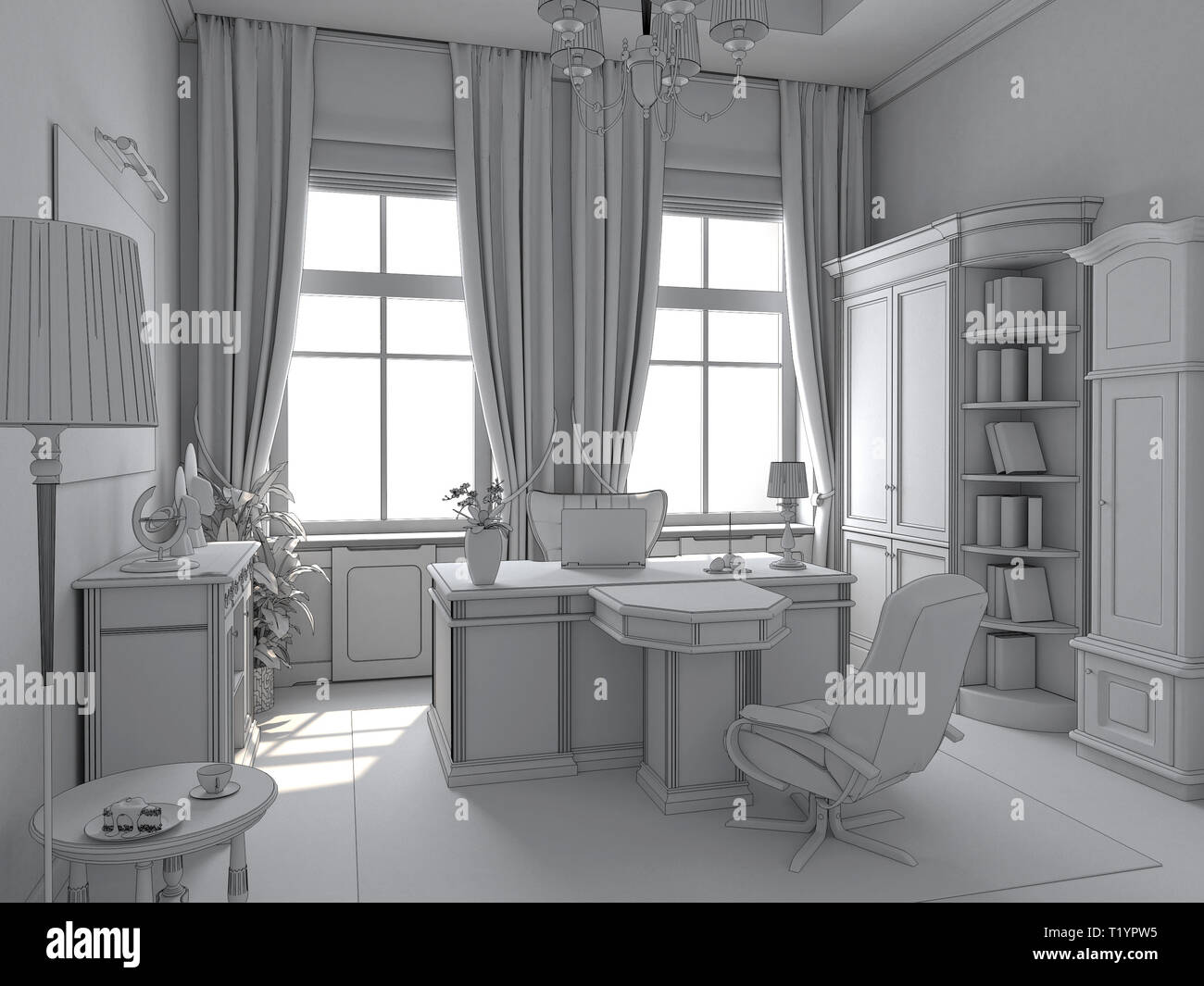 director's office, head office, interior visualization, 3D illustration ...