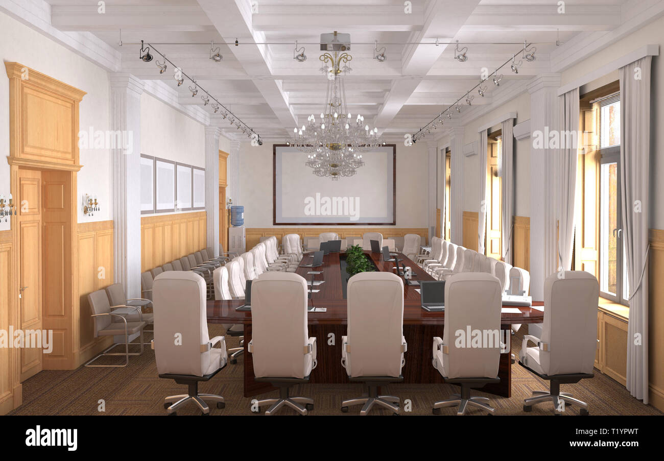 conference room, meeting room, interior visualization, 3D illustration ...