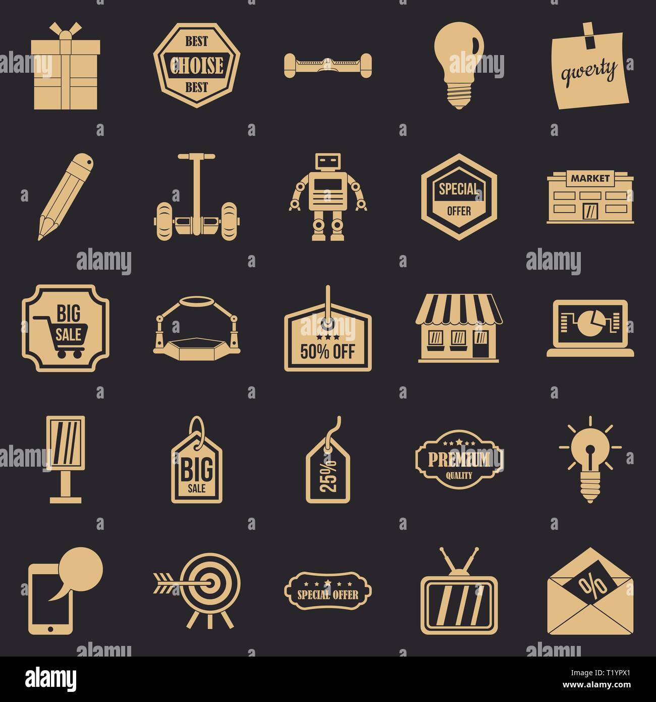 Sale of advertising icons set, simple style Stock Vector Image & Art ...